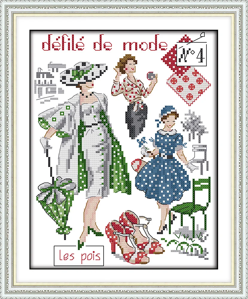 Fashion-models-cross-stitch-kit-aida-14ct-11ct-count-printed-canvas ...