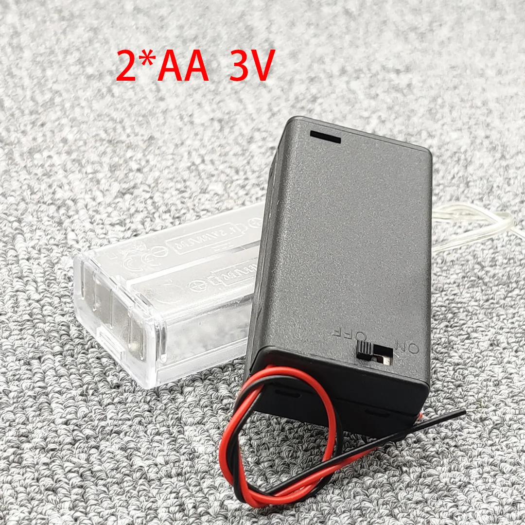 2AA Battery Box 2 AA 3V Battery Case AA Battery Storage Box With Cover ...