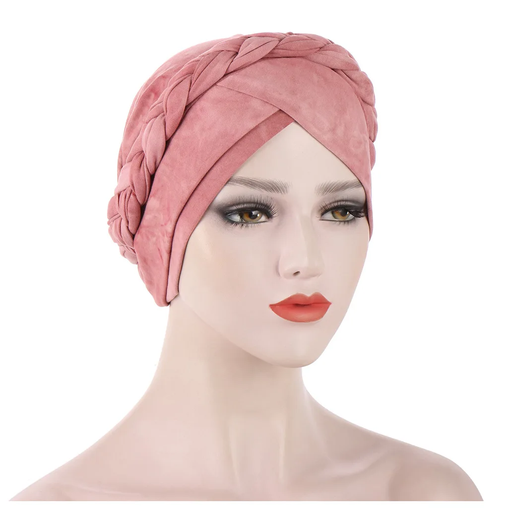 New Styles Braid Multicolor Soft Turban Hats Muslim Chemotherapy Hats ...