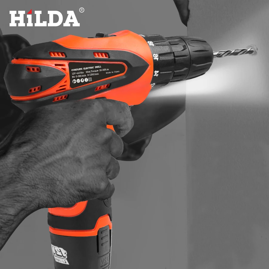 HILDA 12V Electric Screwdriver Electric Drill Cordless Screwdriver ...