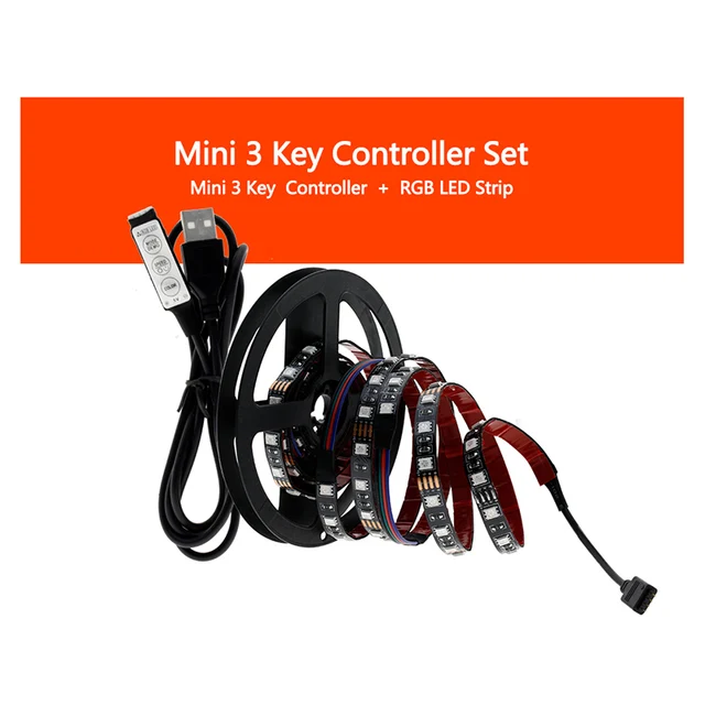 USB LED Strip 5050 RGB Flexible LED Light DC5V RGB Color Changeable TV Background Lighting.