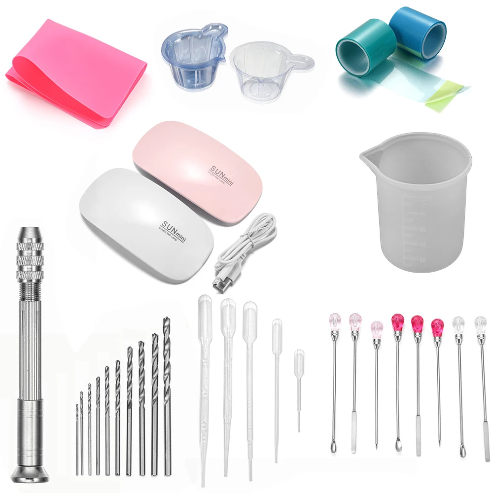Epoxy-Resin-Tools-Set-UV-LED-Lamp-Portable-Measuring-Cup-Hand-Drill ...