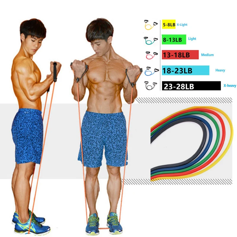 5-Levels-Resistance-Bands-Fitness-Yoga-Pull-Rope-Rubber-Expander ...