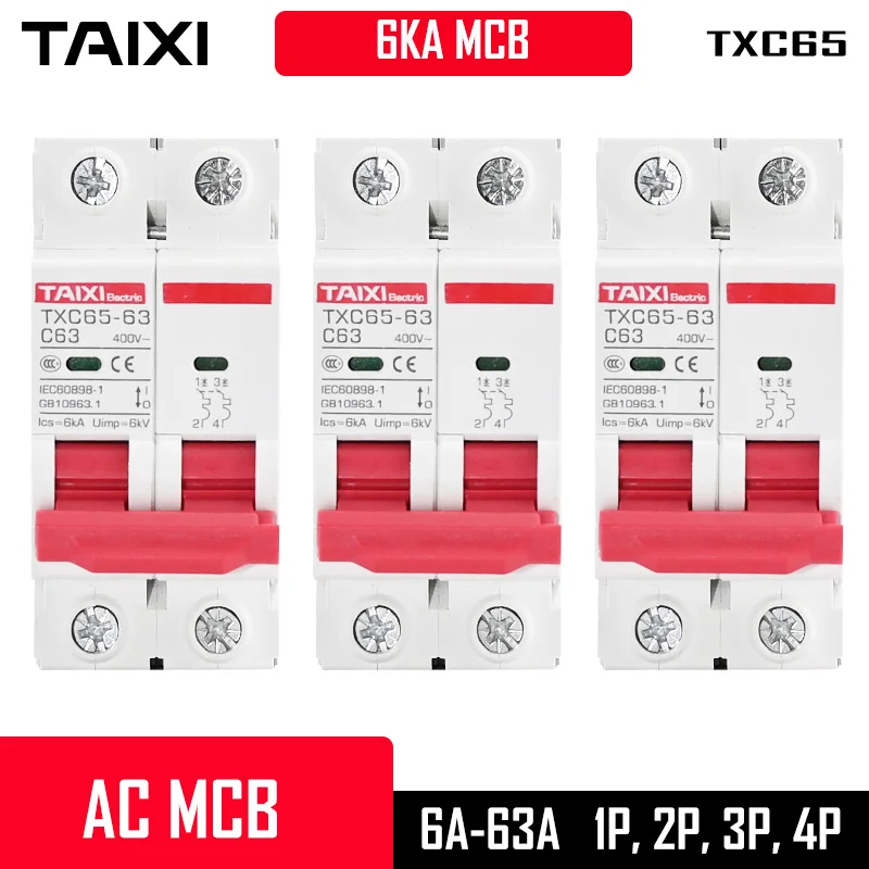 Disyuntor CE CB MCB TX C65 6KA fusible interruptor maestro doméstico 2P ...