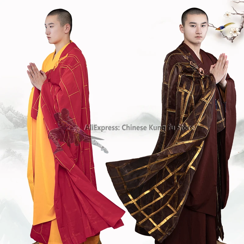 Shaolin Buddhist Monk Uniform Kesa Cassock Robe Meditation Wushu Kung ...