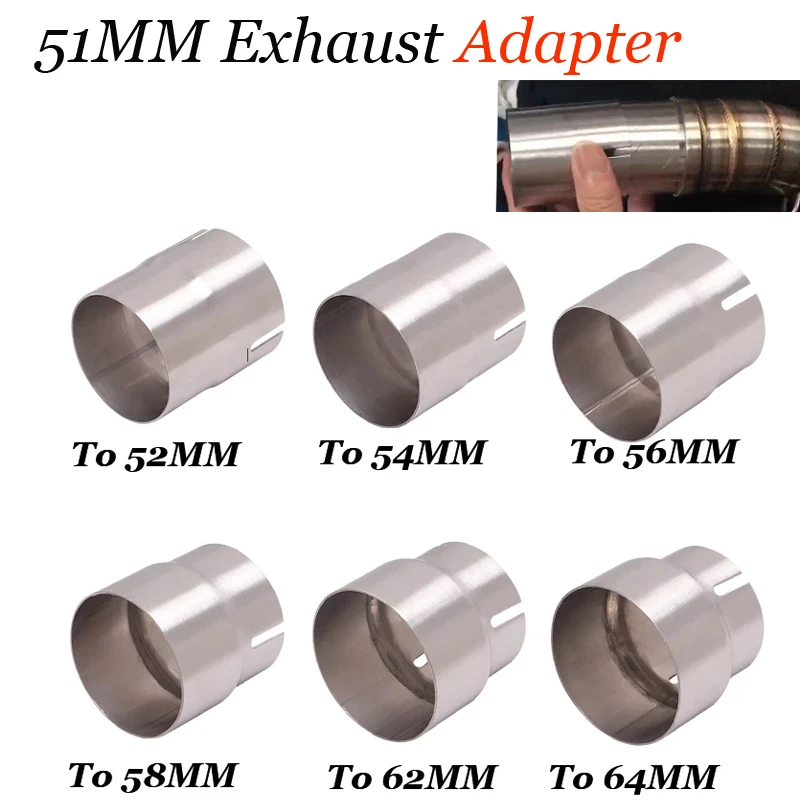 Universal Motorcycle Racing Exhaust Escape 51mm Adapter Stainless Steel ...