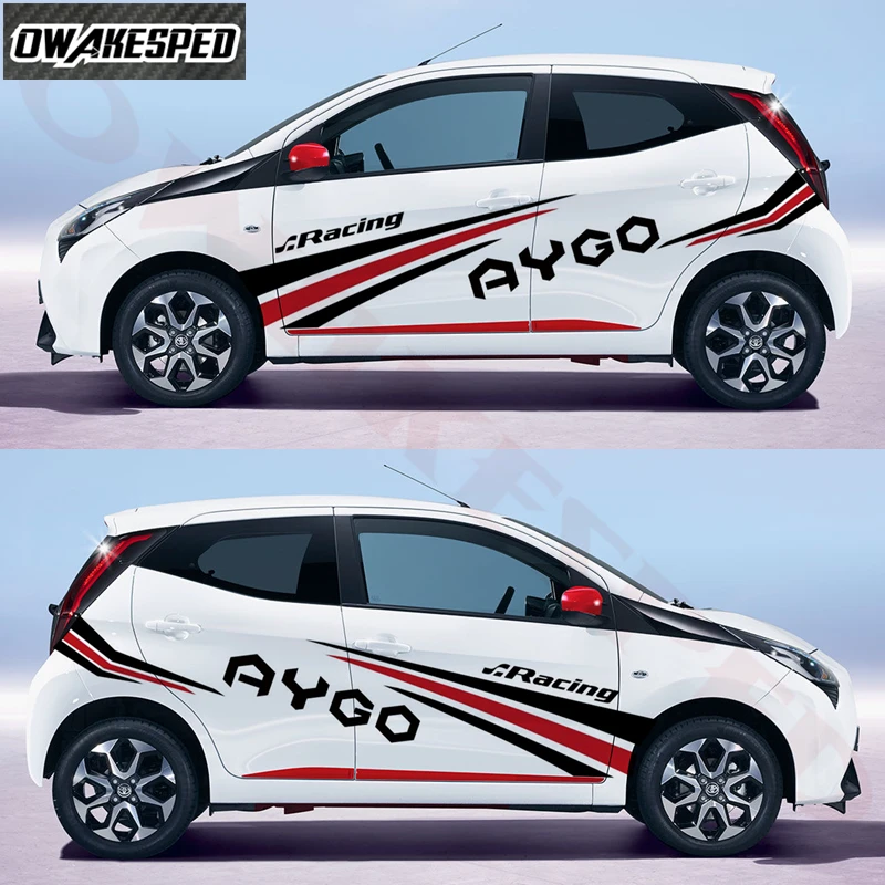 8pcs/lot Car Whole Body Sticker For-Toyota AYGO Sport Stripes Auto Door ...
