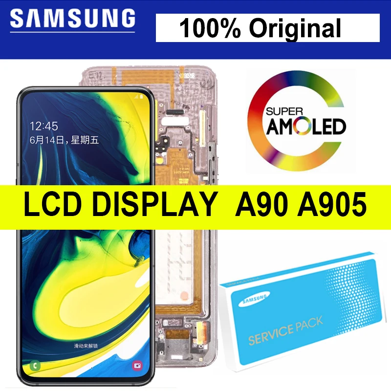 삼성 갤럭시 A90 A905 SM A905F 터치 스크린 디지타이저 어셈블리 수리 부품에 대 한 100% 슈퍼 AMOLED 6. ...