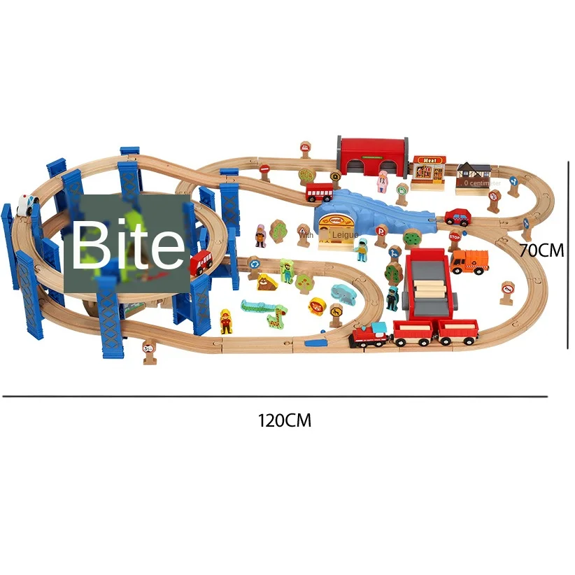 Circular Bridge Green Garage Track Train Set Compatible With Wooden ...