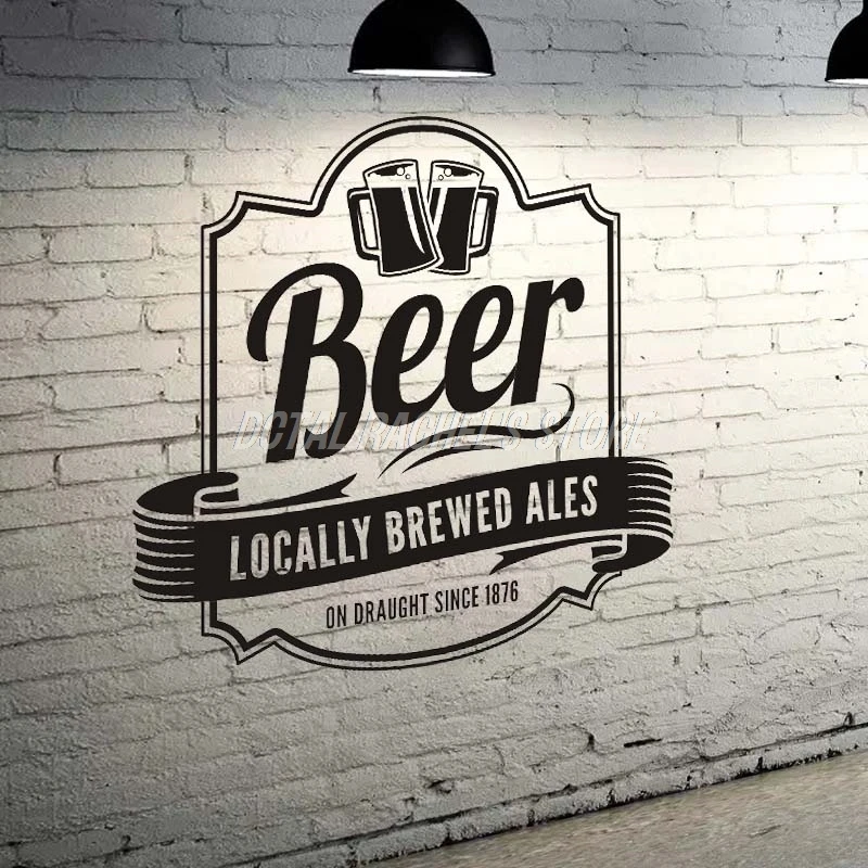 Beer-Shop-Sticker-Locally-Brewed-Ales-Vintage-Shop-Decor-Sign-Retro-Bar ...