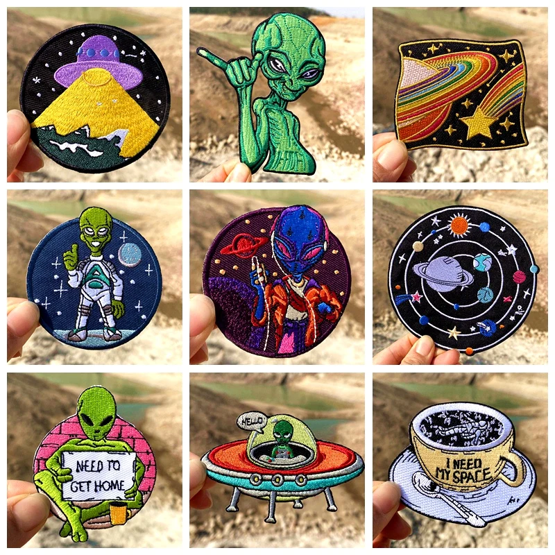Prajna Alien UFO Patches on clothes Cartoon Iron On Embroidered Patches ...