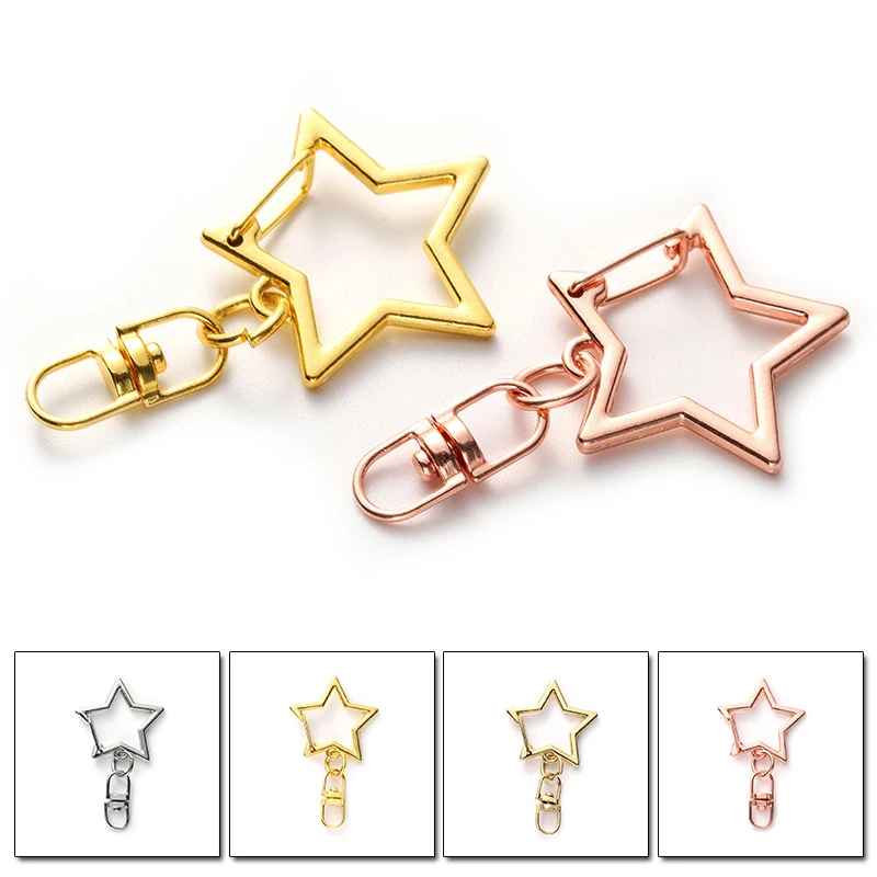 10pcs-New-Cute-Star-Pentagram-Hollow-Key-Chain-Key-Ring-Keychain-DIY ...