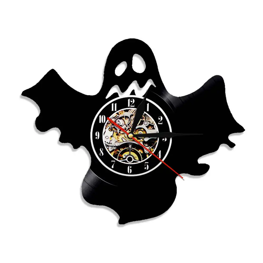 Horror-Decorative-Ghost-Wall-Clock-Retro-Vinyl-Record-Wall-Clock-With ...