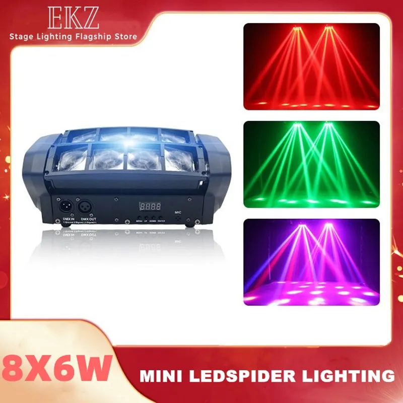 Free Shipping High Quality 8X6W RGBW Mini Led Spider Light DMX512 ...