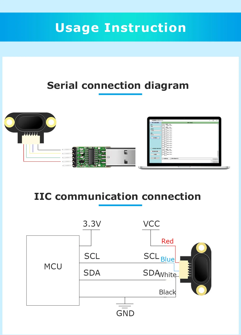 VL53L1 레이저 거리 측정 센서 -UART, 4-400cm (VL53L1 Laser Distance Sensor -4 ...