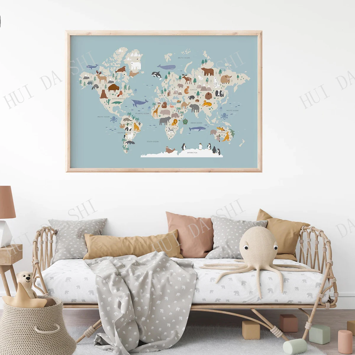 Poster-della-mappa-del-mondo-mappa-per-bambini-mappa-degli-animali ...