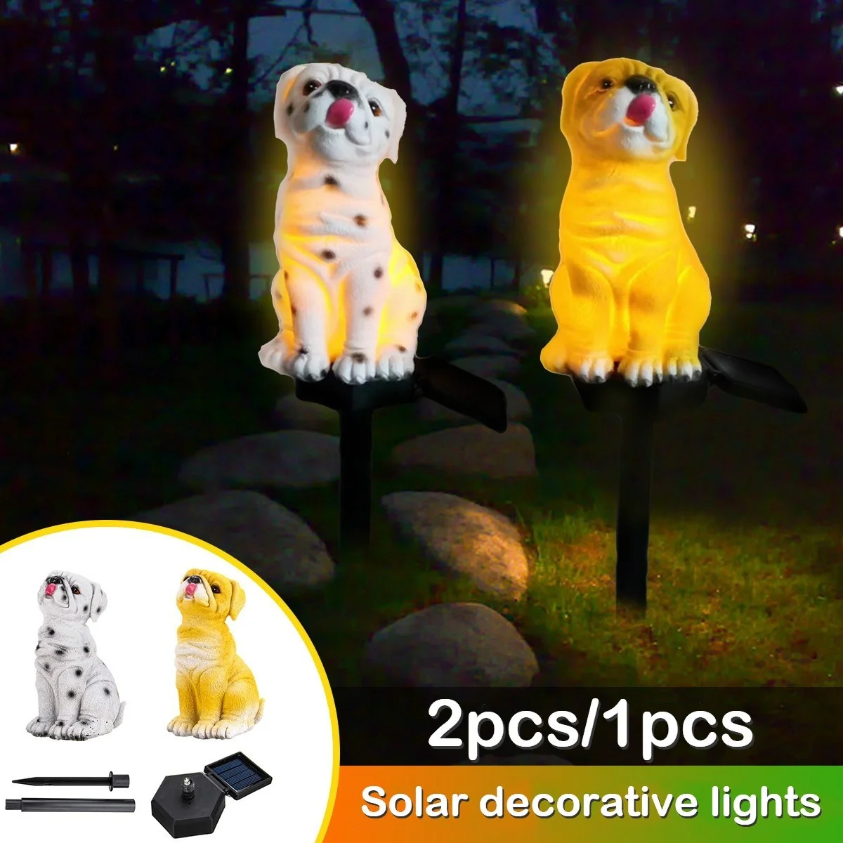 Solar Powered LED Lights Garden Yard Home Dog Lawn Lamp Ornament ...