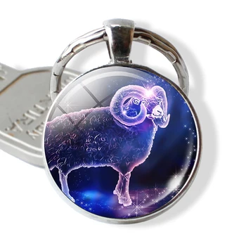 12 Constellations Keychain Constellation Key Rings Zodiac Sign Key ...
