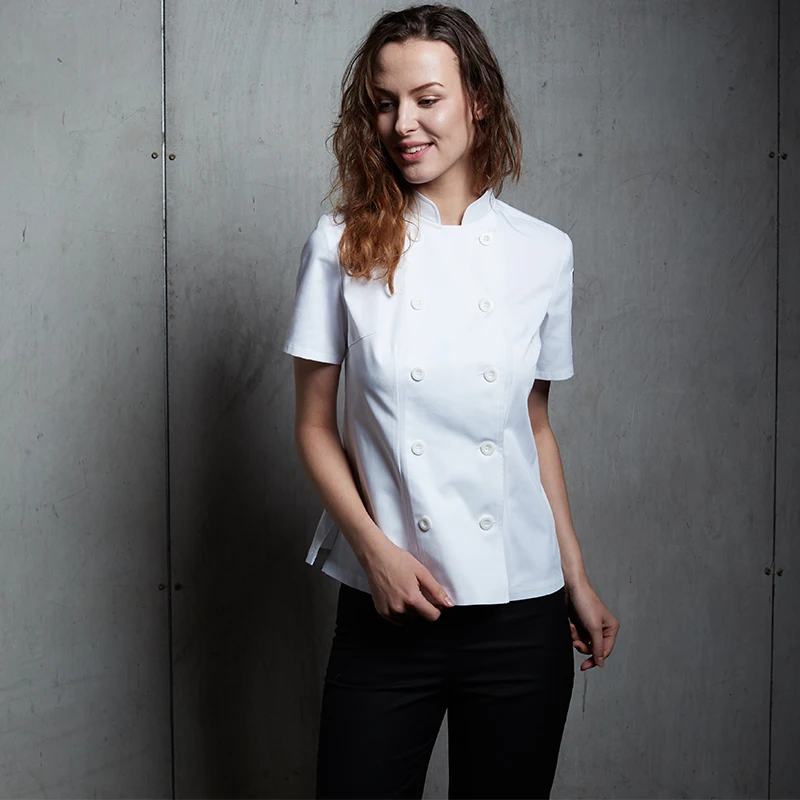 Checkedout chef waitress uniform restaurant workwear white short sleeve ...