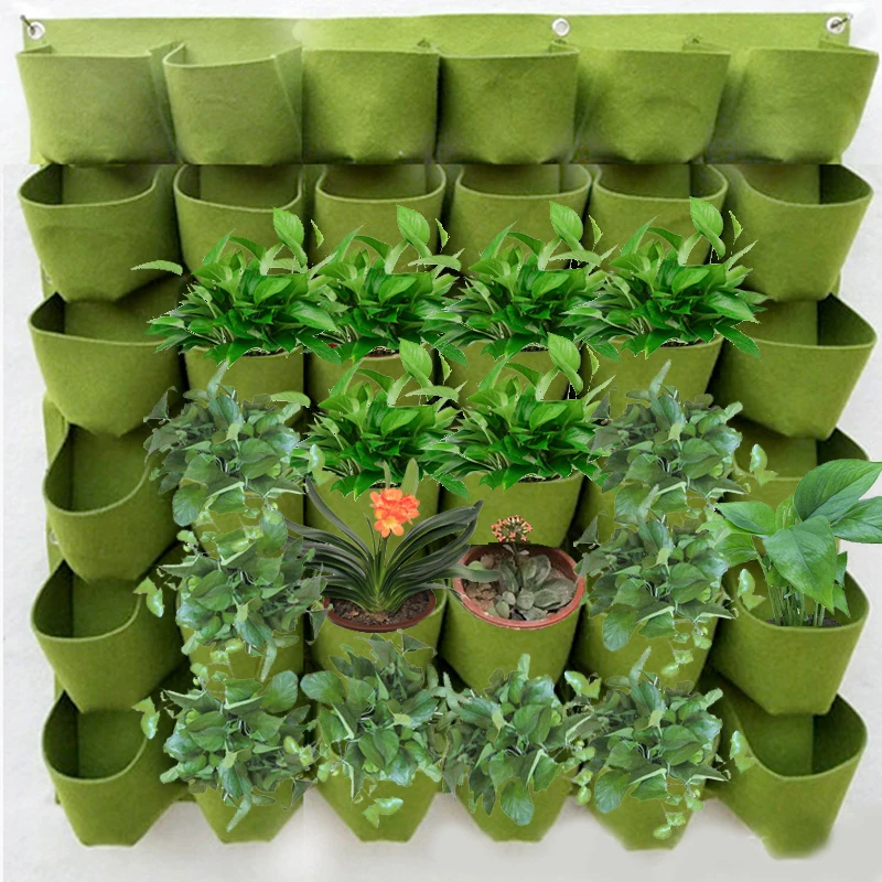 Pockets-Wall-Hanging-Planting-Bags-Green-Plant-Grow-Planter-Vertical ...