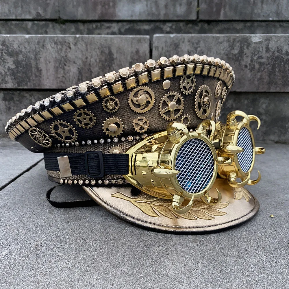 2020 Steampunk Octagonal Hat Germany Officer Army Hat Punk Military ...