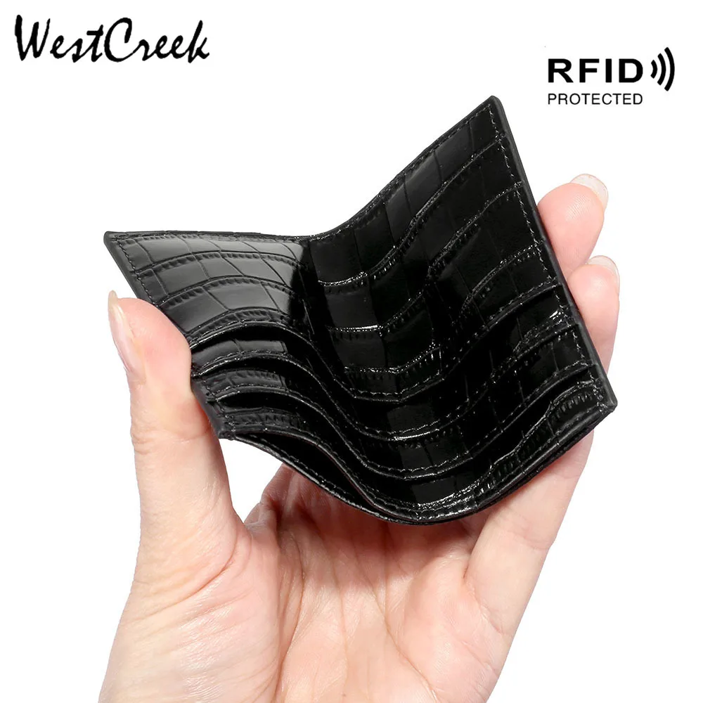 WESTCREEK tarjetero de marca con patrón de cocodrilo, estuche ultrafino ...