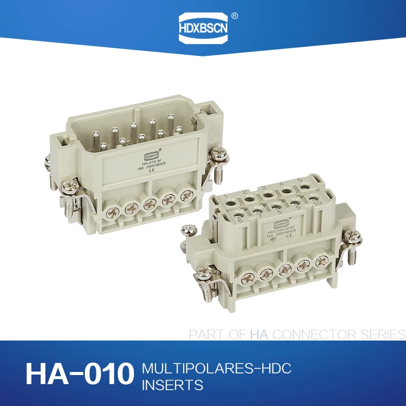 HDXBSCN Heavy Duty plug Connector HDC HA-010 F/M 10pin 10A power connectors rectangular aviation ...