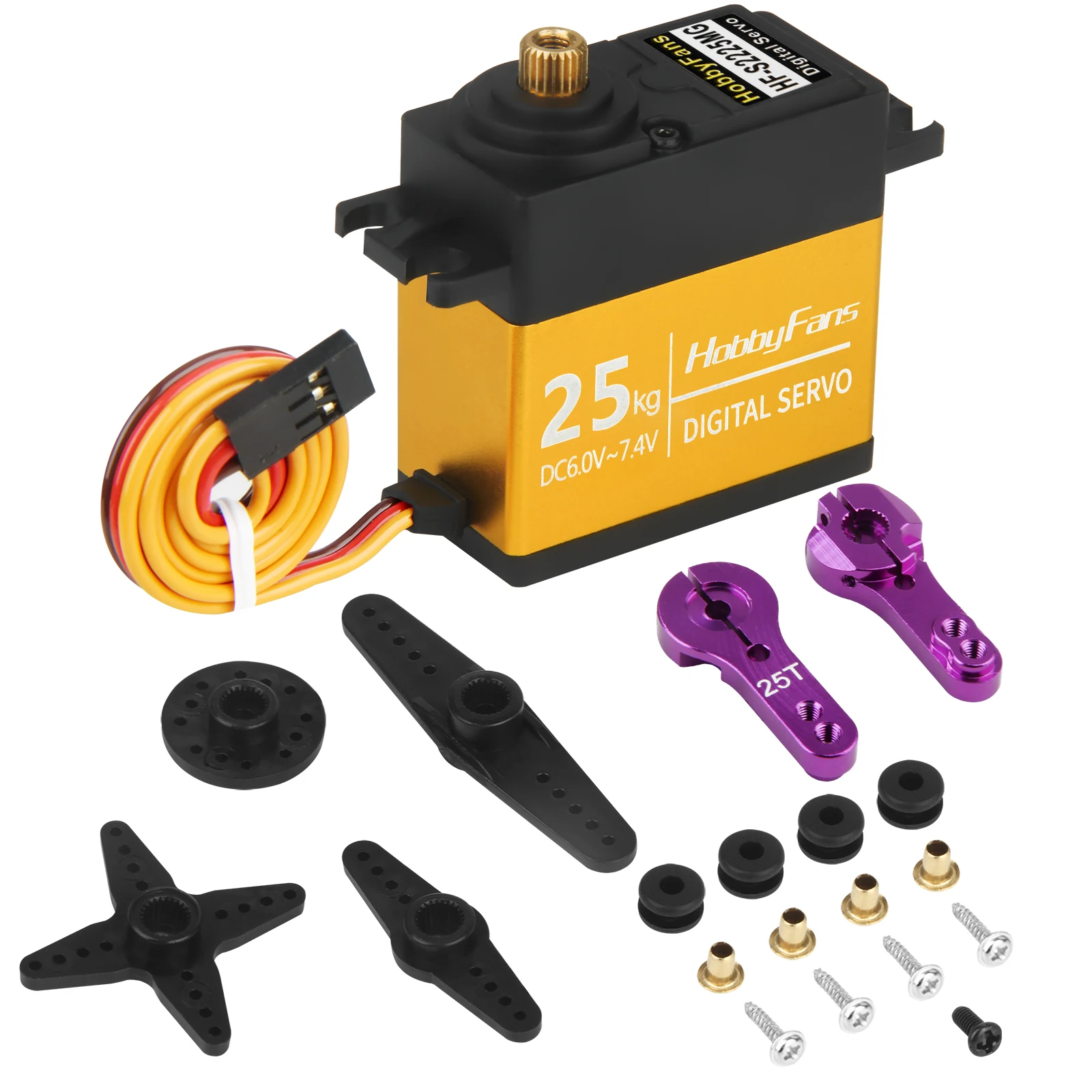 HOBBYFANS HF S2225MG 25kg Metal Gear Digital Steering Servo for RC Baja ...