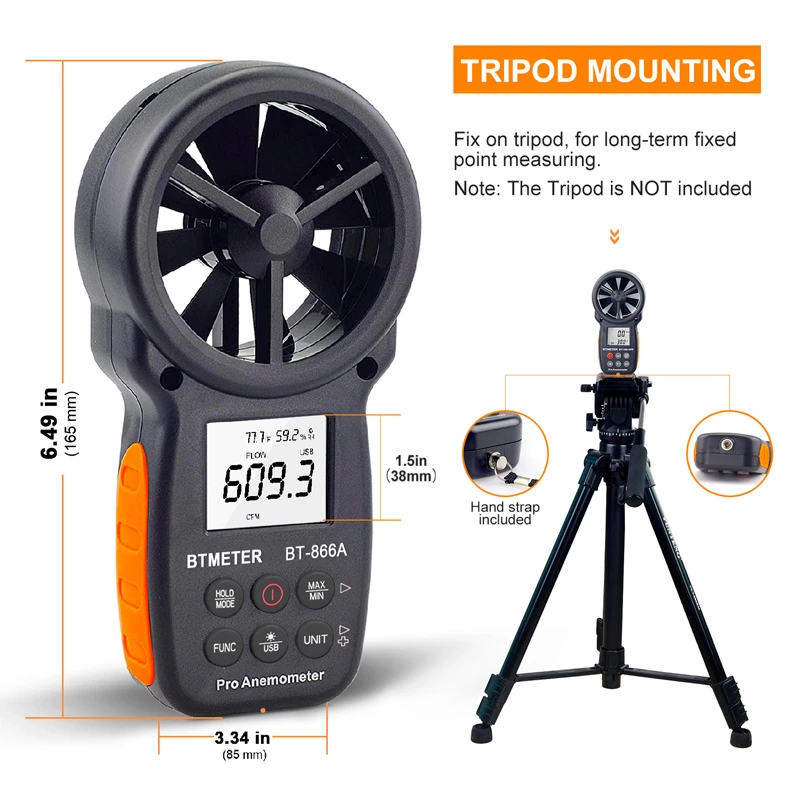 BTMETER HVAC Anemometer CFM Meter Handheld Digital Wind Speed Meter ...
