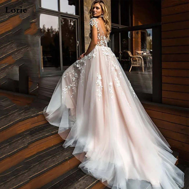 Lorie Princess Wedding Dress Cap Sleeve 3D Flowers Boho Bride Dresses ...