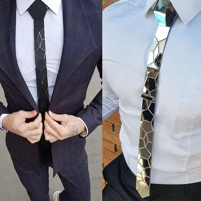 Gravata De Prata Com Espelho Elegante, Acessório De Marca De Designer E ...