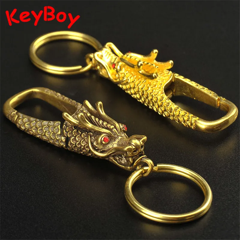 Vintage Brass Red Eyes Dragon Head Keychains Trinkets Gold Color Copper ...