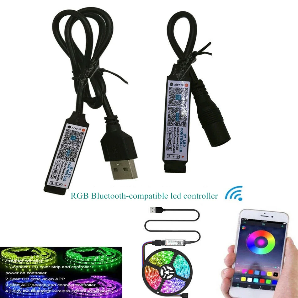 Mini RGB Bluetooth-compatible Controller Music LED Light Strip ...