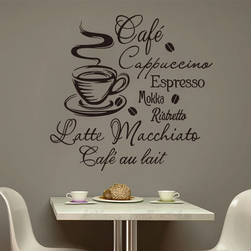 Coffee Kitchen Vinyl Wall Stickers Kitchen Coffee Shop removable Wall ...