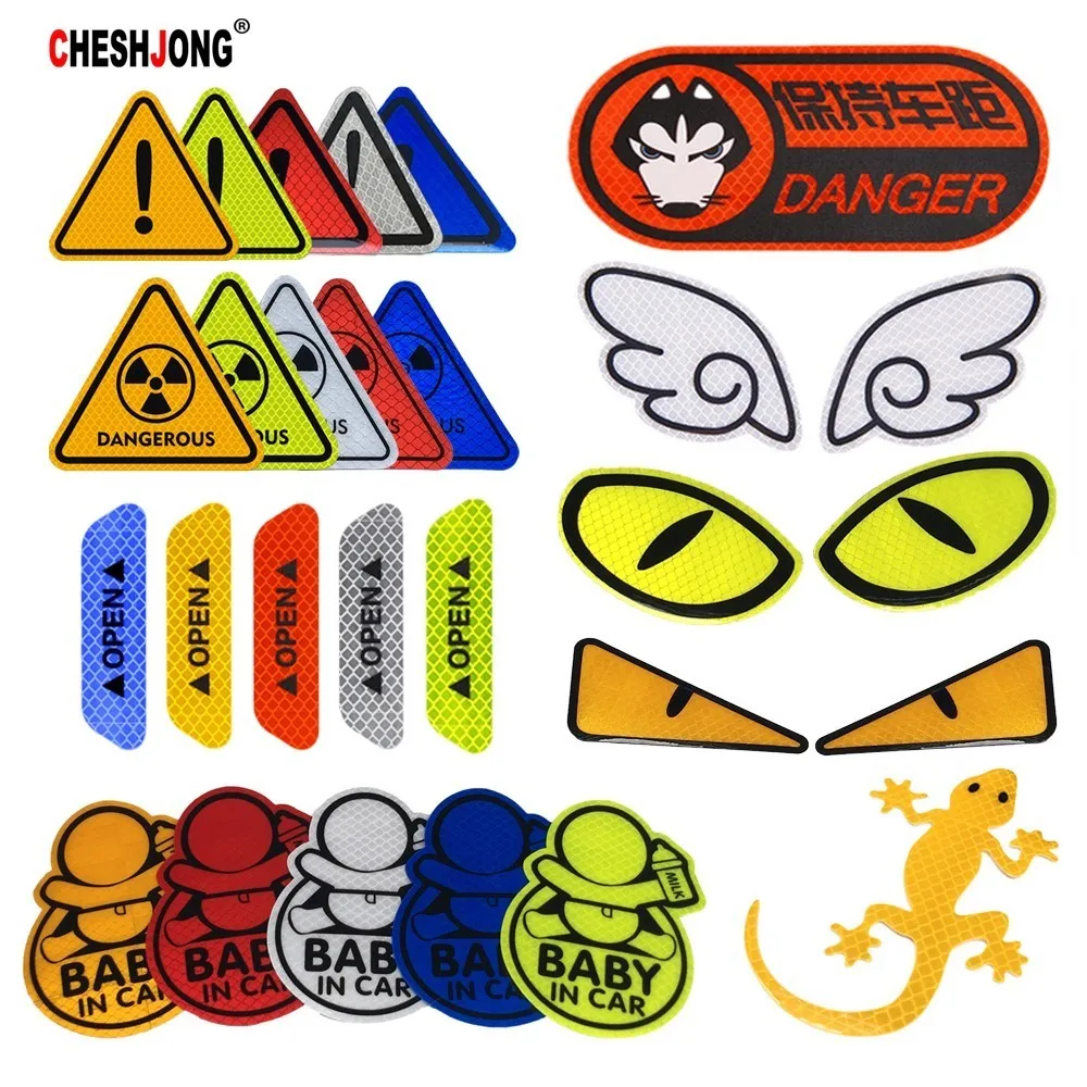 자동차 스티커 야간 슈퍼 반사 테이프 안전 경고 사인 접착 데칼 눈 날개 재미 있는 도마뱀붙이 차량 외관 액세서리차량용 스티커 Aliexpress