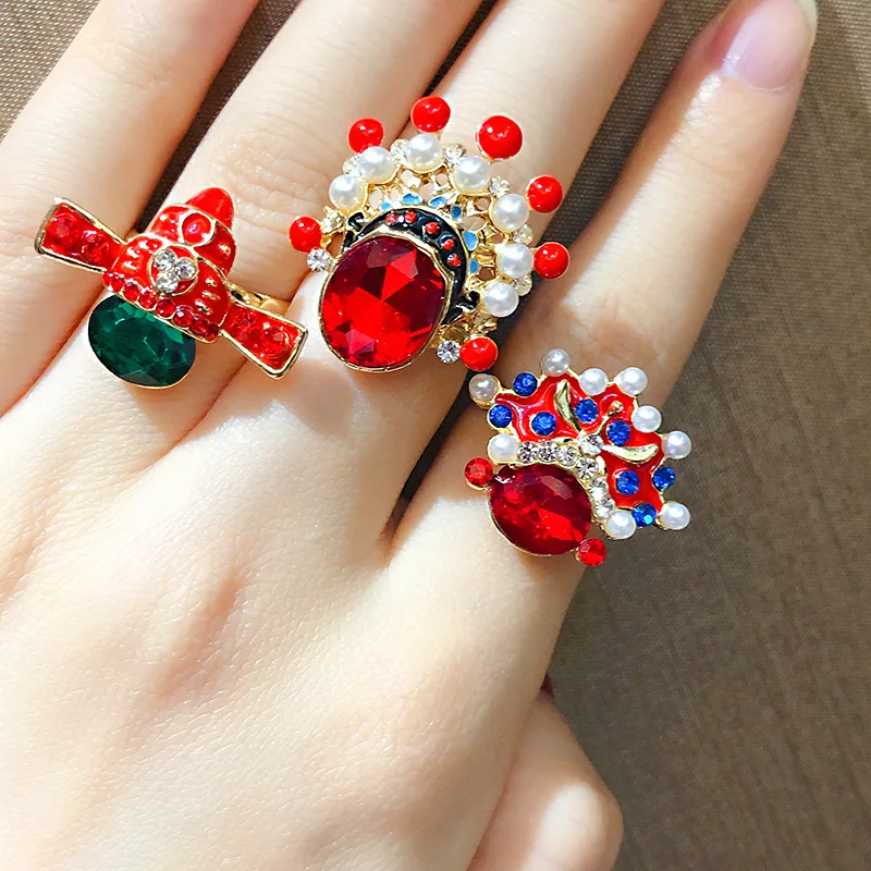 Chinese culture style Peking Opera mask ring female fashion version ...
