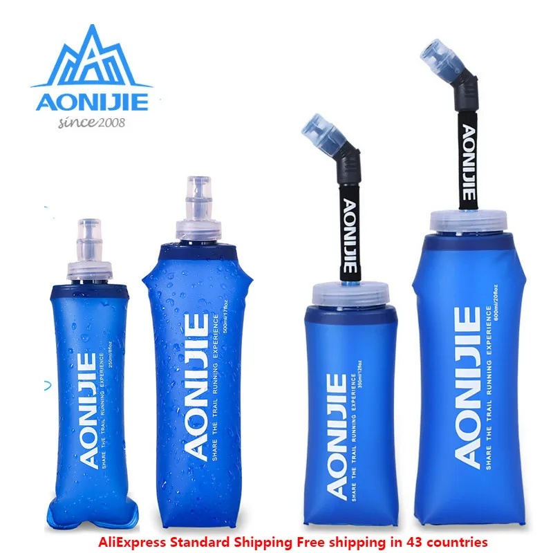 Aonijie 접이식 실리콘 소프트 플라스크 물병 야외 스포츠 여행 러닝 주전자 하이드 레이션 팩 가방 조끼 250ml
