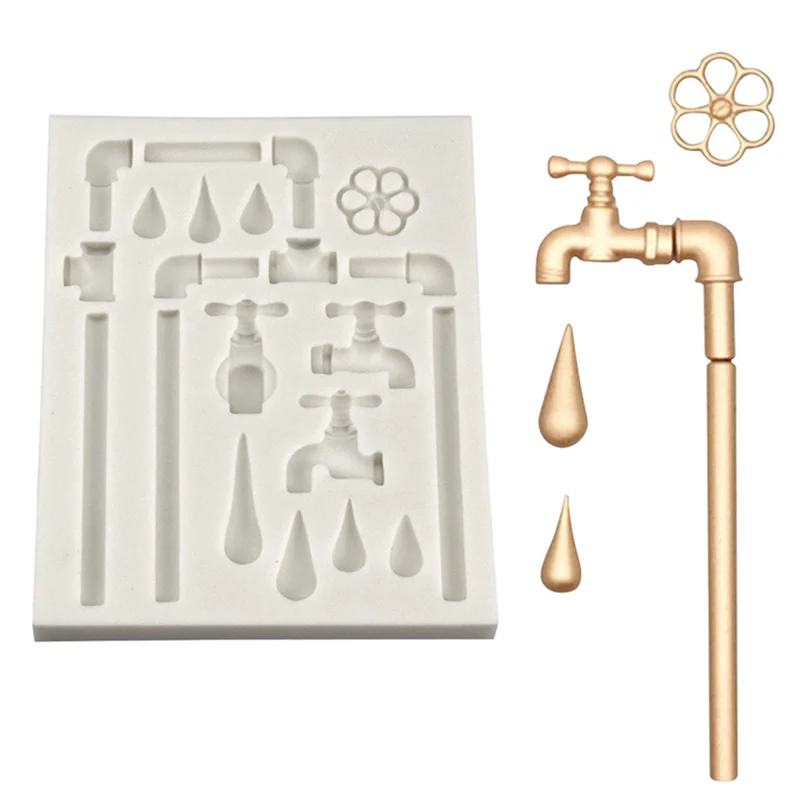 New Water Pipe Faucet Water Drop Silicone Mold Resin Baking Decoration ...