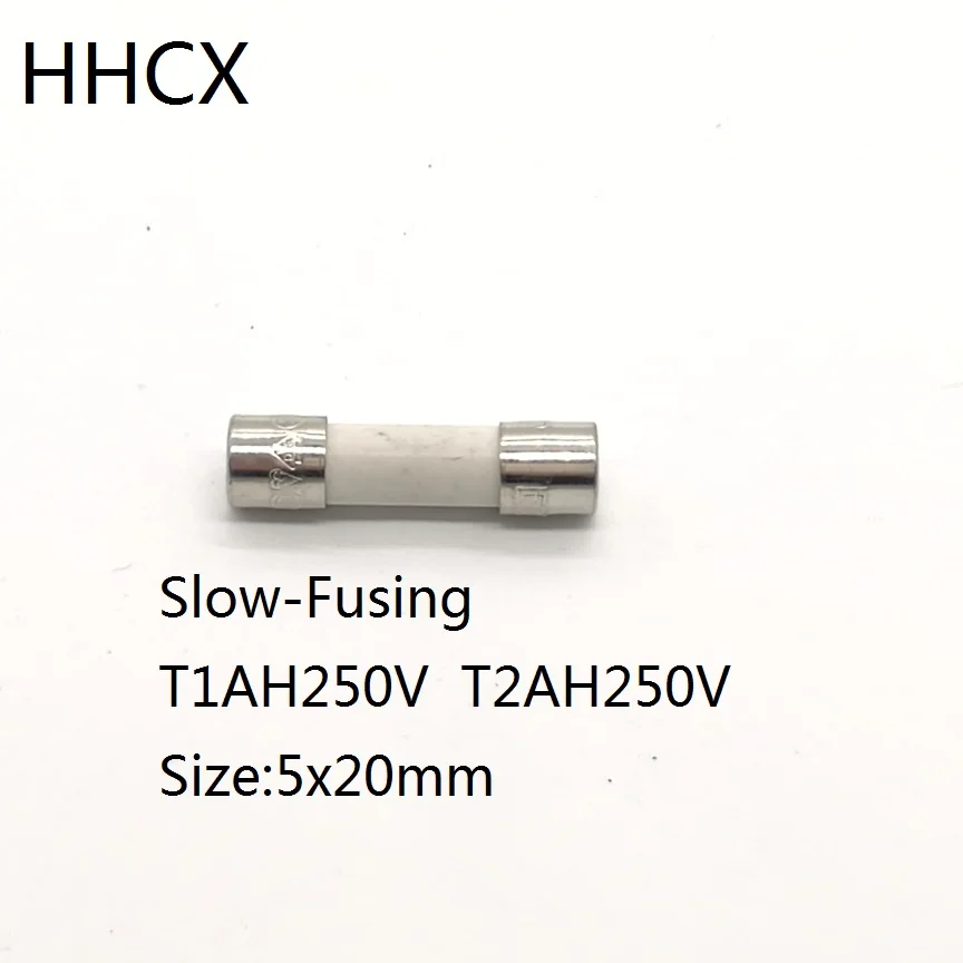 1 2 5PCS/LOT Time-Delay Ceramics Fuse T1AH250VP T2AH250VP 5x20mm Slow ...