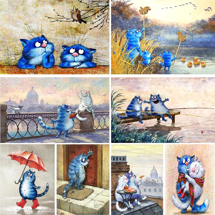 Diamond Embroidery 5d Cats | Diamond Painting Blue Cat | Diamond Mosaic ...