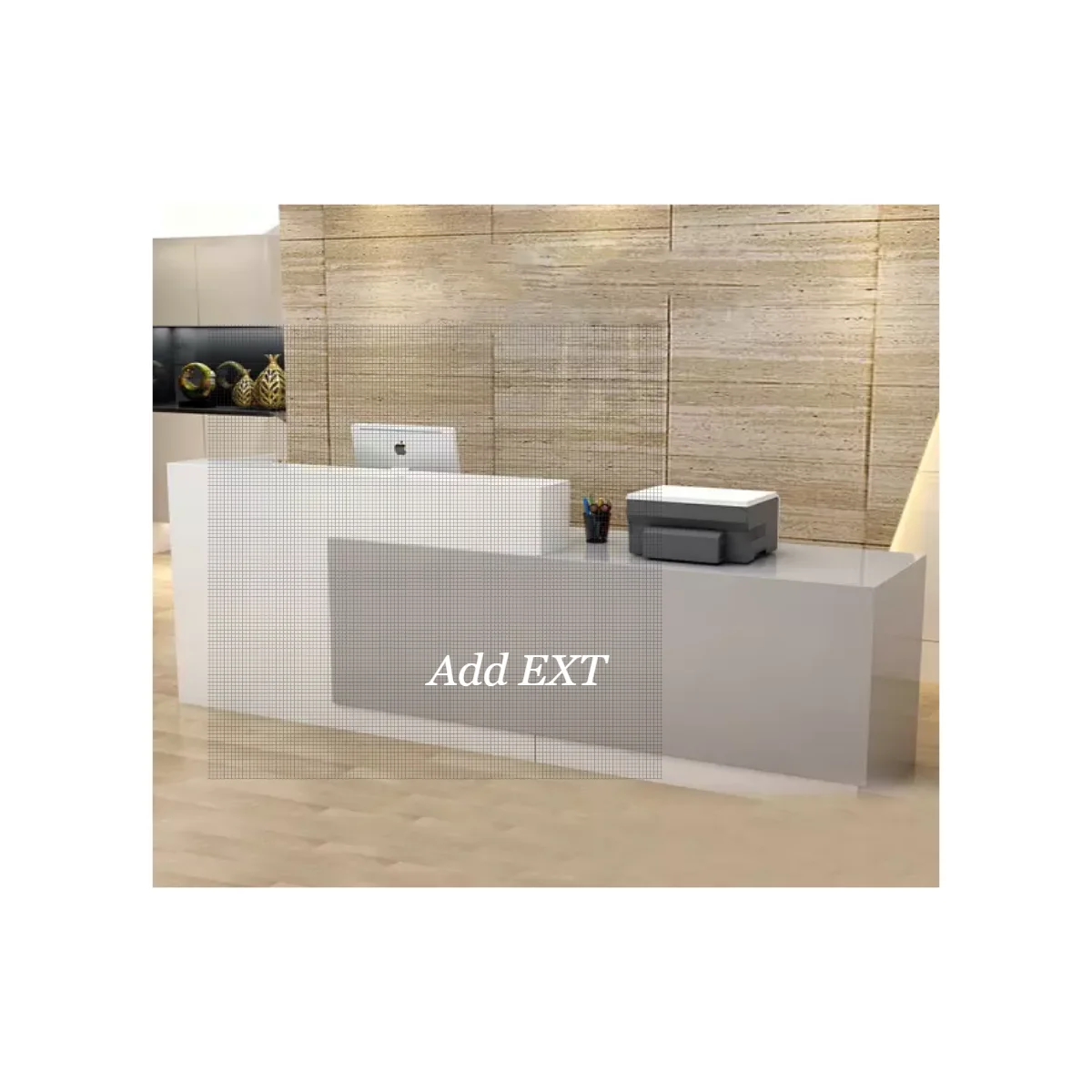 Custom White Glossy Acrylic Solid Surface Front Led Light Reception ...