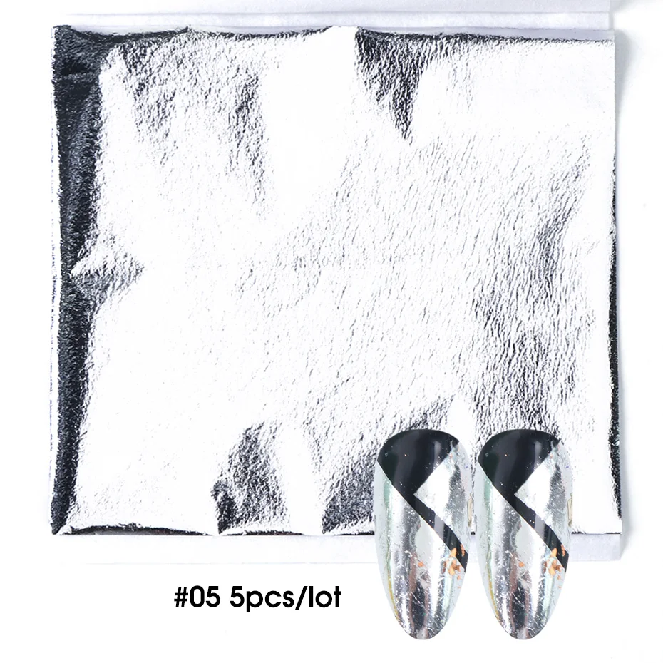 5 шт. Золотой Серебряный ноготь арт хлопья алюминиевая фольга 3D ...