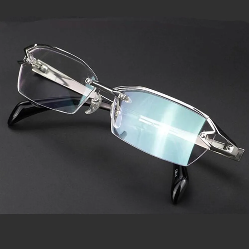 Betsion Titanium Silver Eyeglass Frames Glasses Spectacles Half Rimless ...