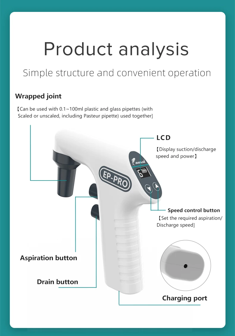 JOANLAB Electric Pipette Controller Large Volume Automatic Pipette ...