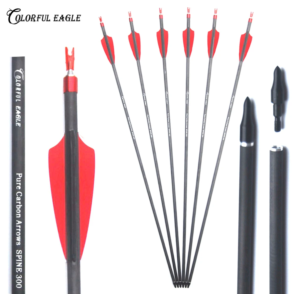28-30-31inch-300-400-spine-Pure-Carbon-Arrows-Red-Black-Feather-for ...