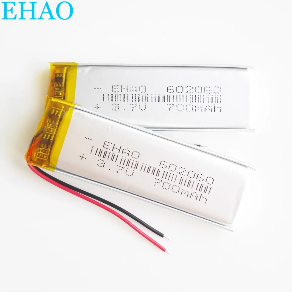 2 PCS 3.7V 700mAh Lithium Polymer LiPo Rechargeable Battery 602060 For ...