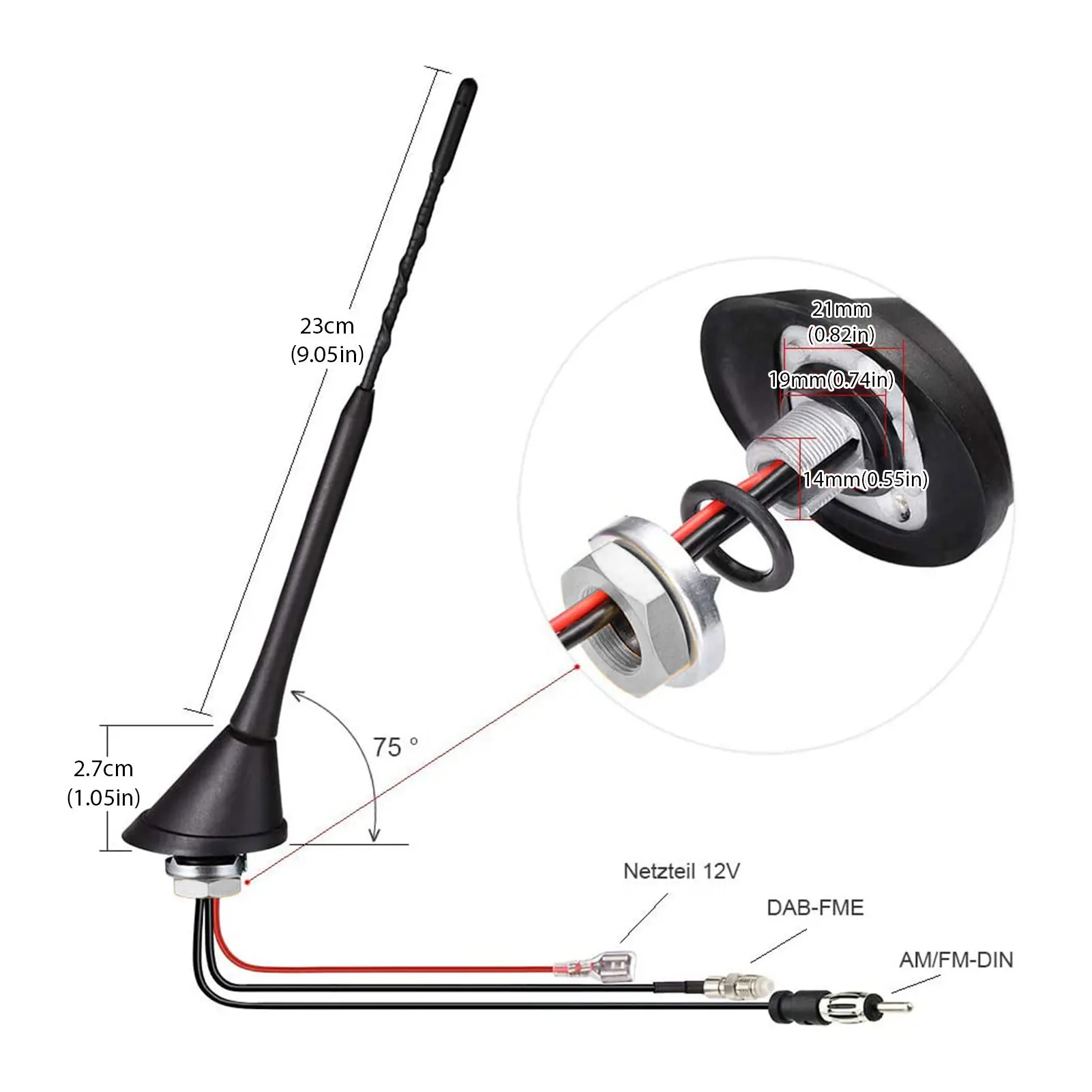 2 In 1 AM/FM DAB 10 DB Car Ceiling Antenna Set 1452-1492 MHz Aerials ...