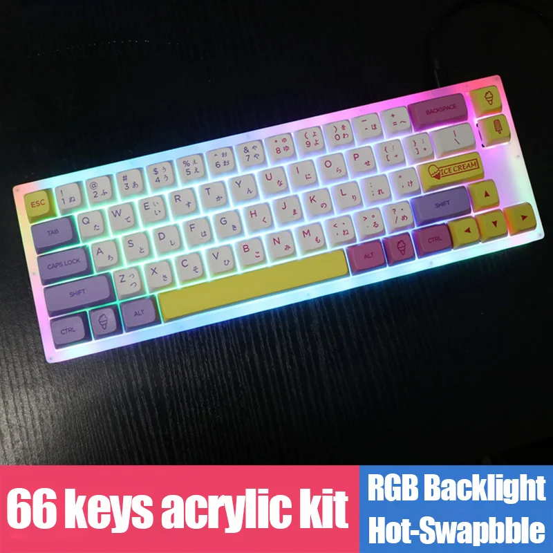 66-keys-Mechanical-Keyboard-Kit-Switches-Hot-Swap-RGB-backlight-Acrylic ...