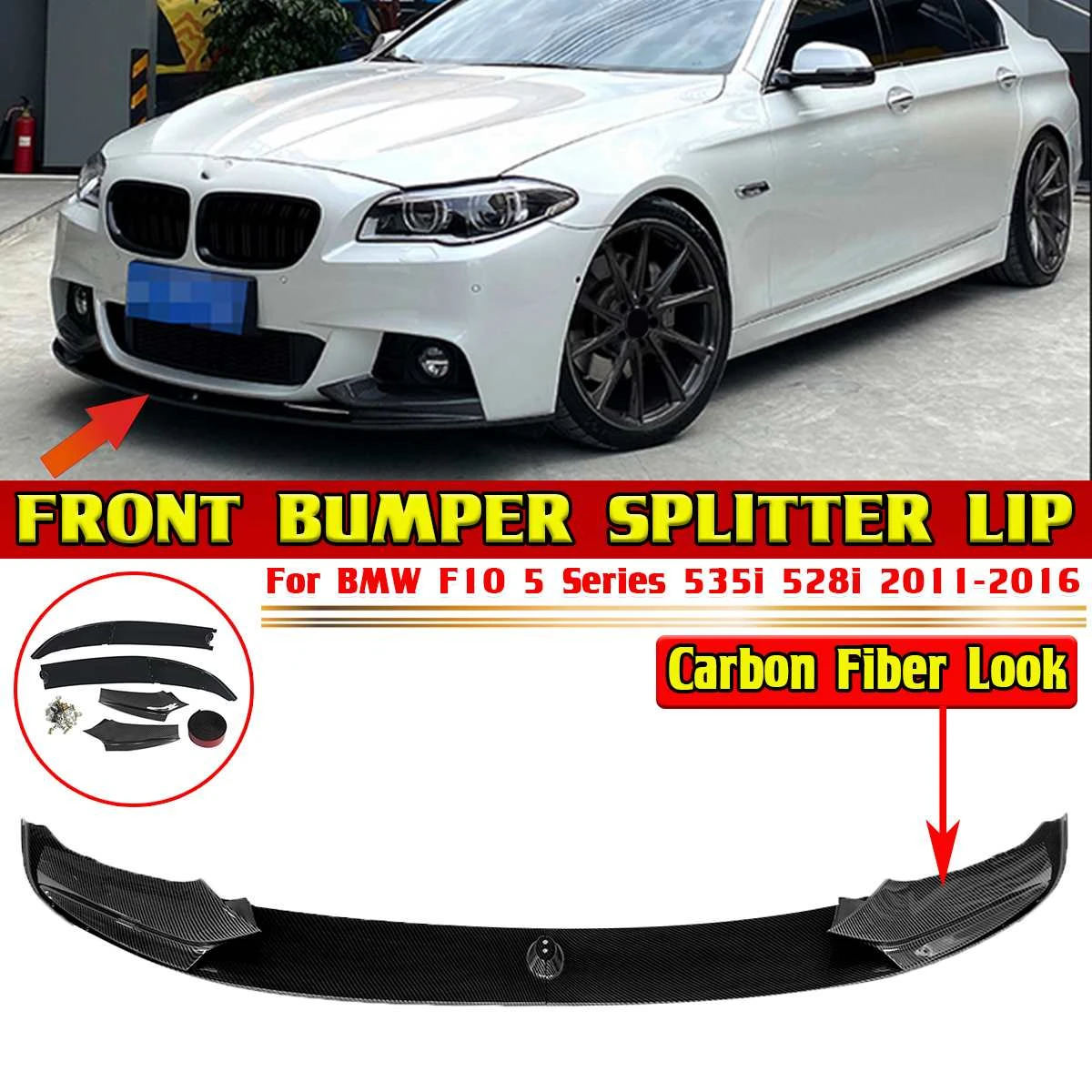 New 4x Car Front Bumper Lip Diffuser Splitters Body Kit Aprons Cover ...