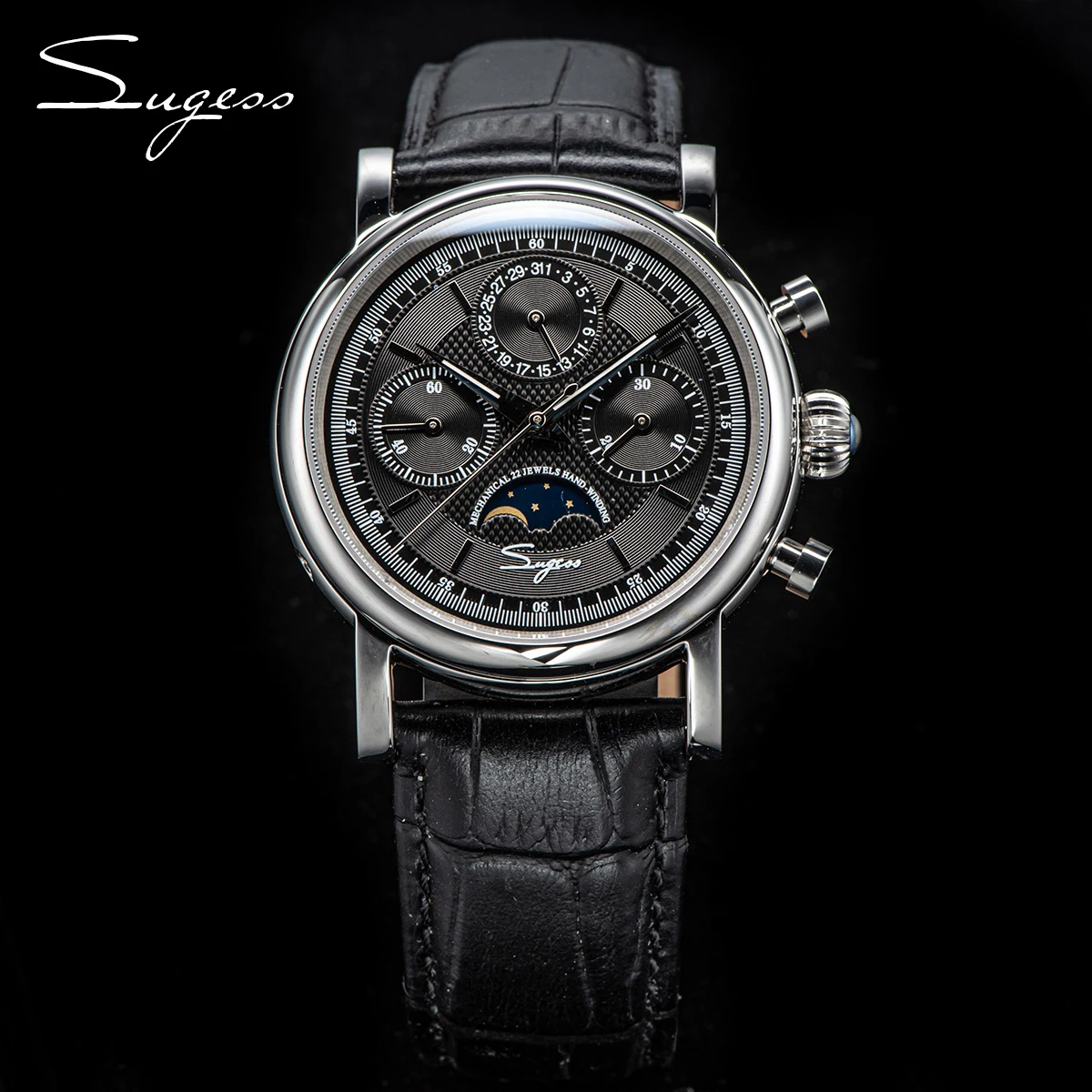 Sugess St1908 Chronograph Mechanical Wristwatches Seagull Moonphase ...